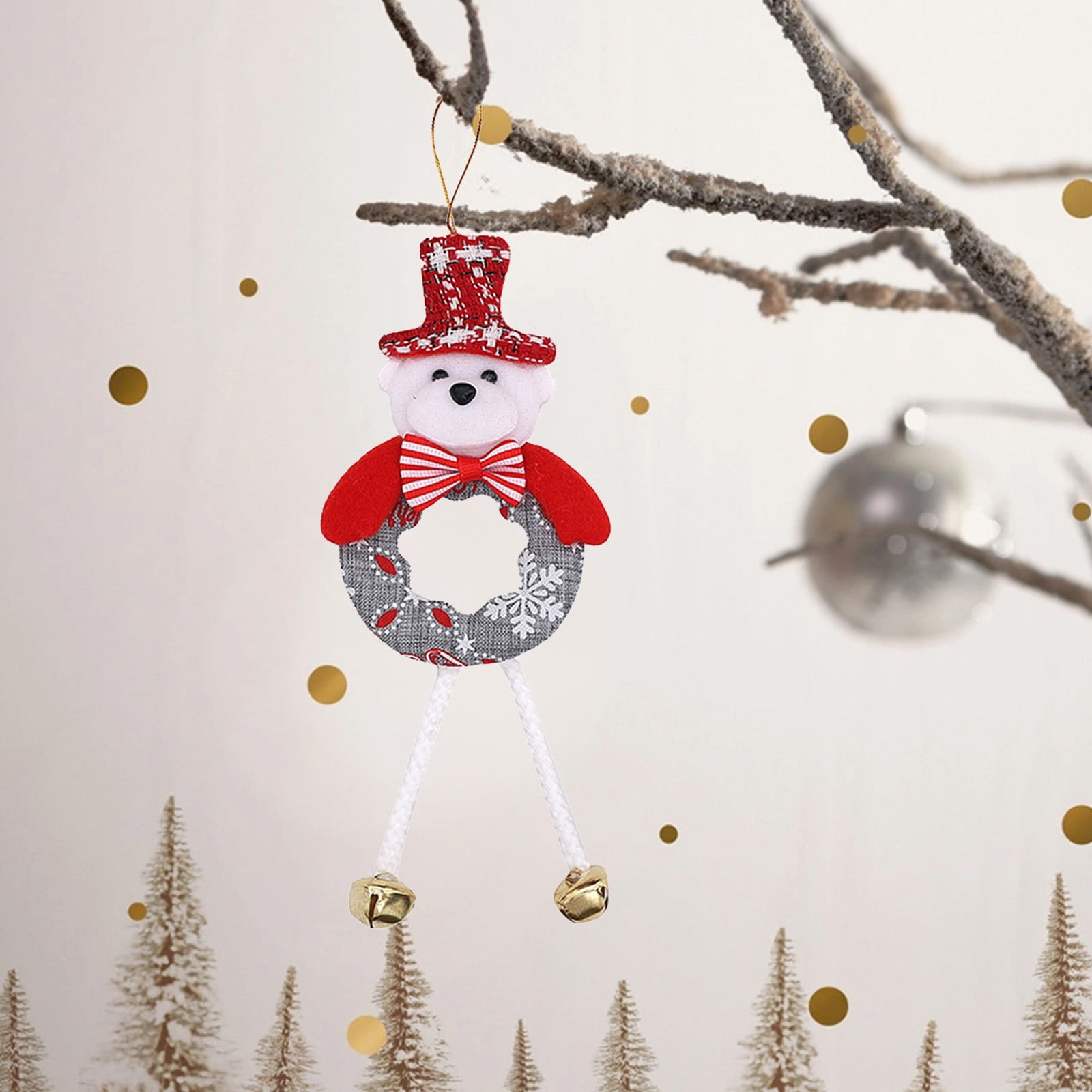 3.5x0.2x8.3 Inch Christmas Tree Pendant Ornament with Bells Santa ...