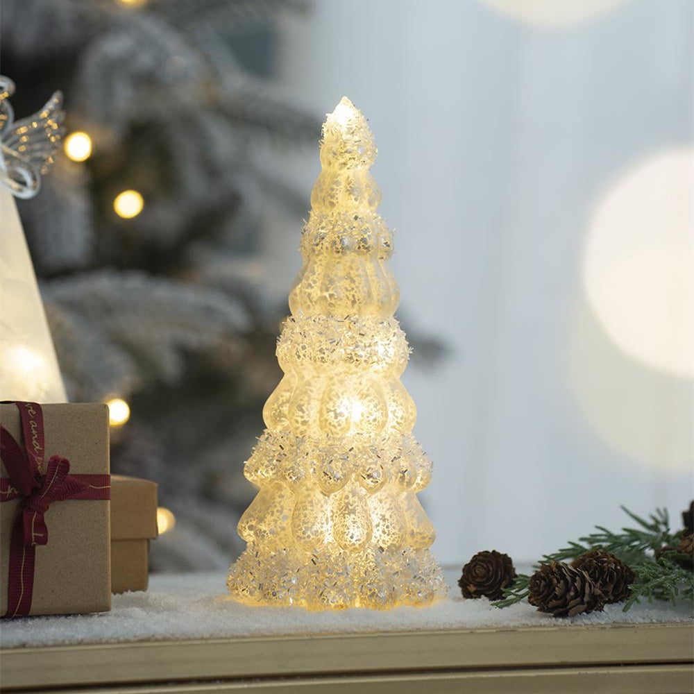 3.5x3.5x8.3" Glass Cone Tree W/Light, 3 Pack, Christmas Decoration ...