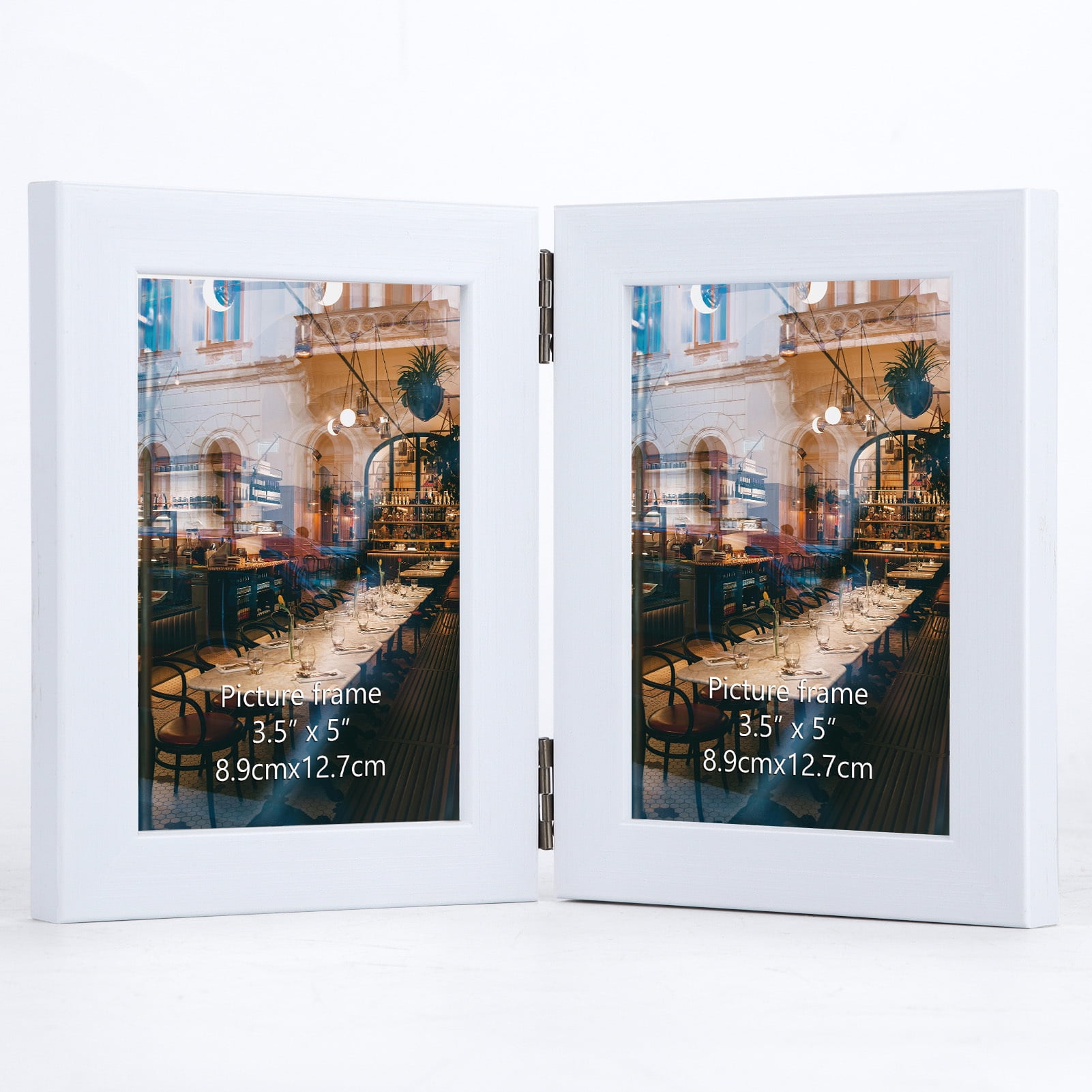 3.5x5 Double Picture Frame, White Frame Display 3.5 by 5 Photo, Modern ...