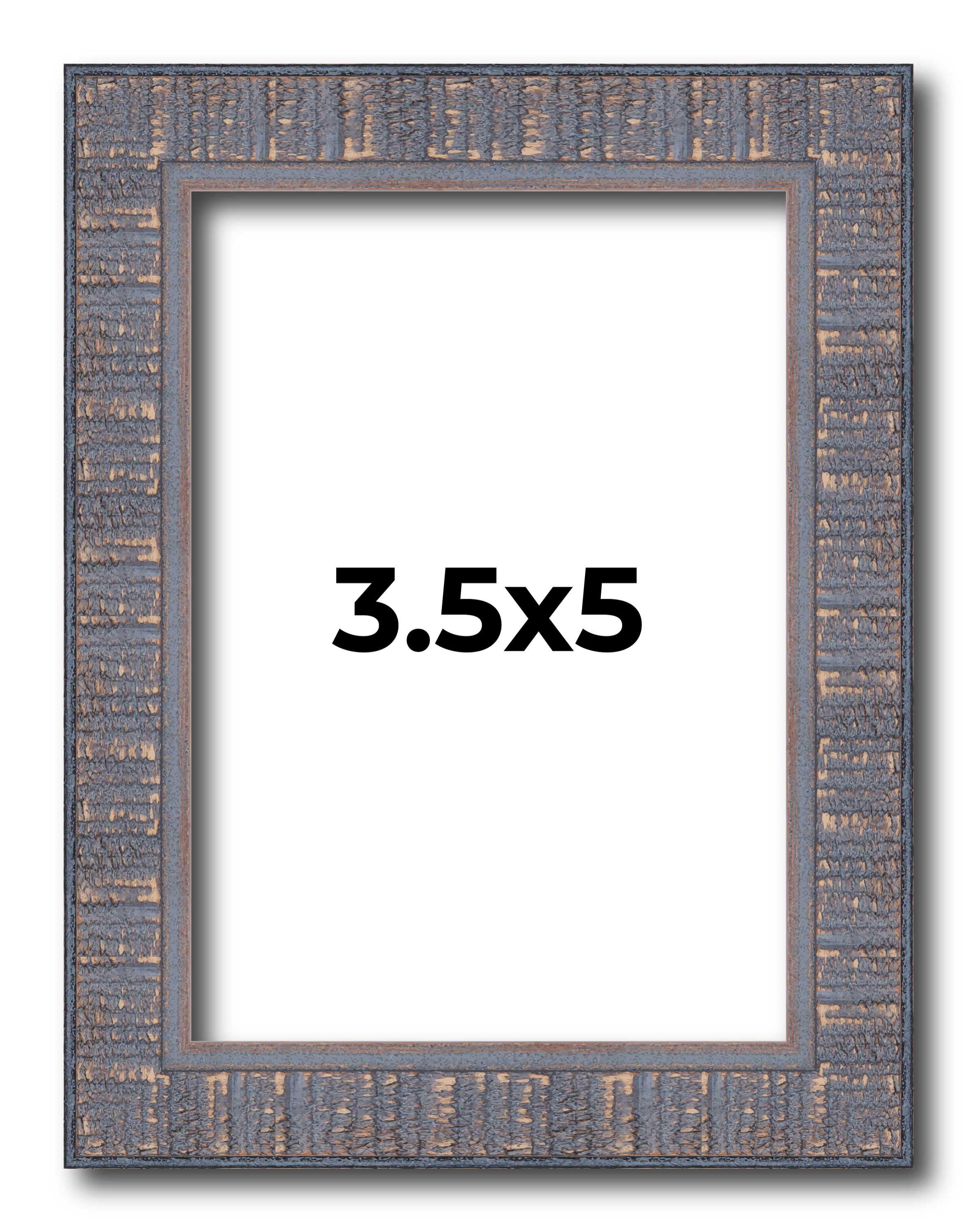 3.5x5 Frame Slate Blue Distressed Rustic Solid Wood Picture Frame | 0. ...