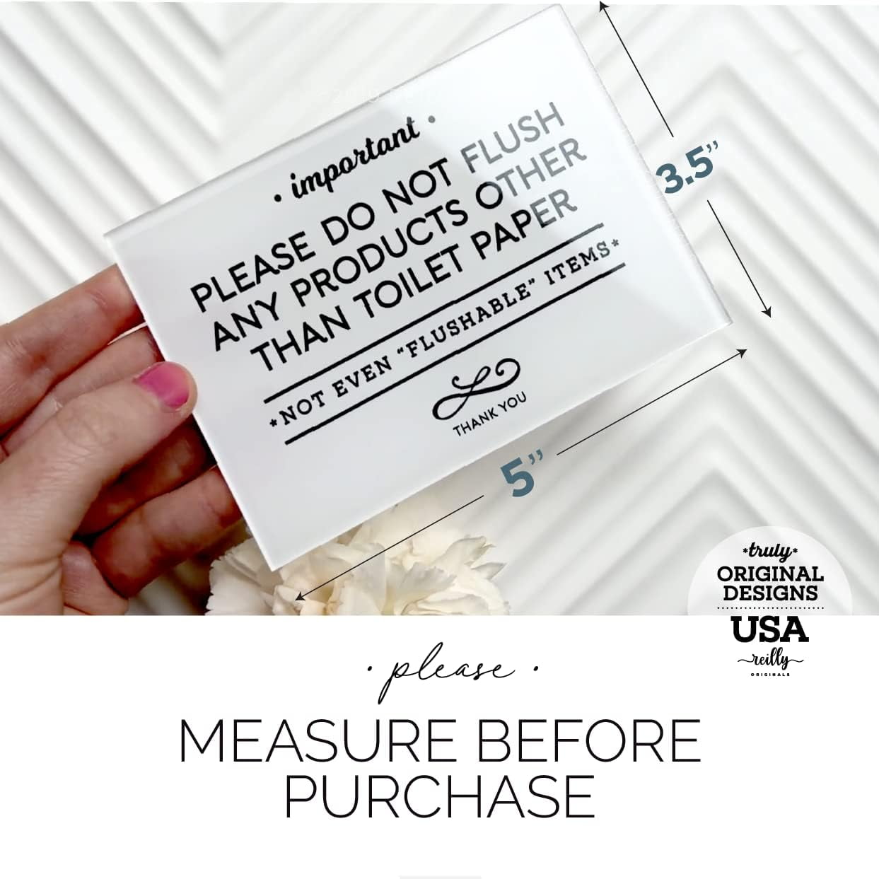 3.5x5 INCH Elegant Acrylic Bathroom Do Not Flush Sign ~ With Adhesive ...