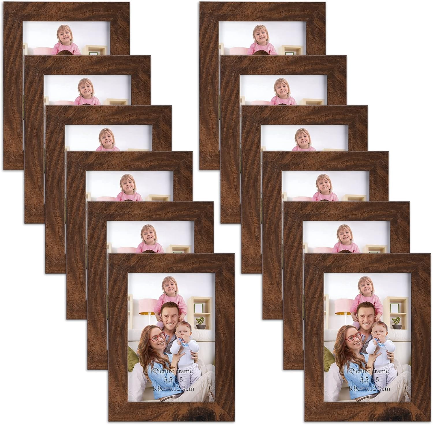 3.5x5 Picture Frame Brown 12 Pack, Rustic Walnut 3.5 x 5 Photo Frames ...