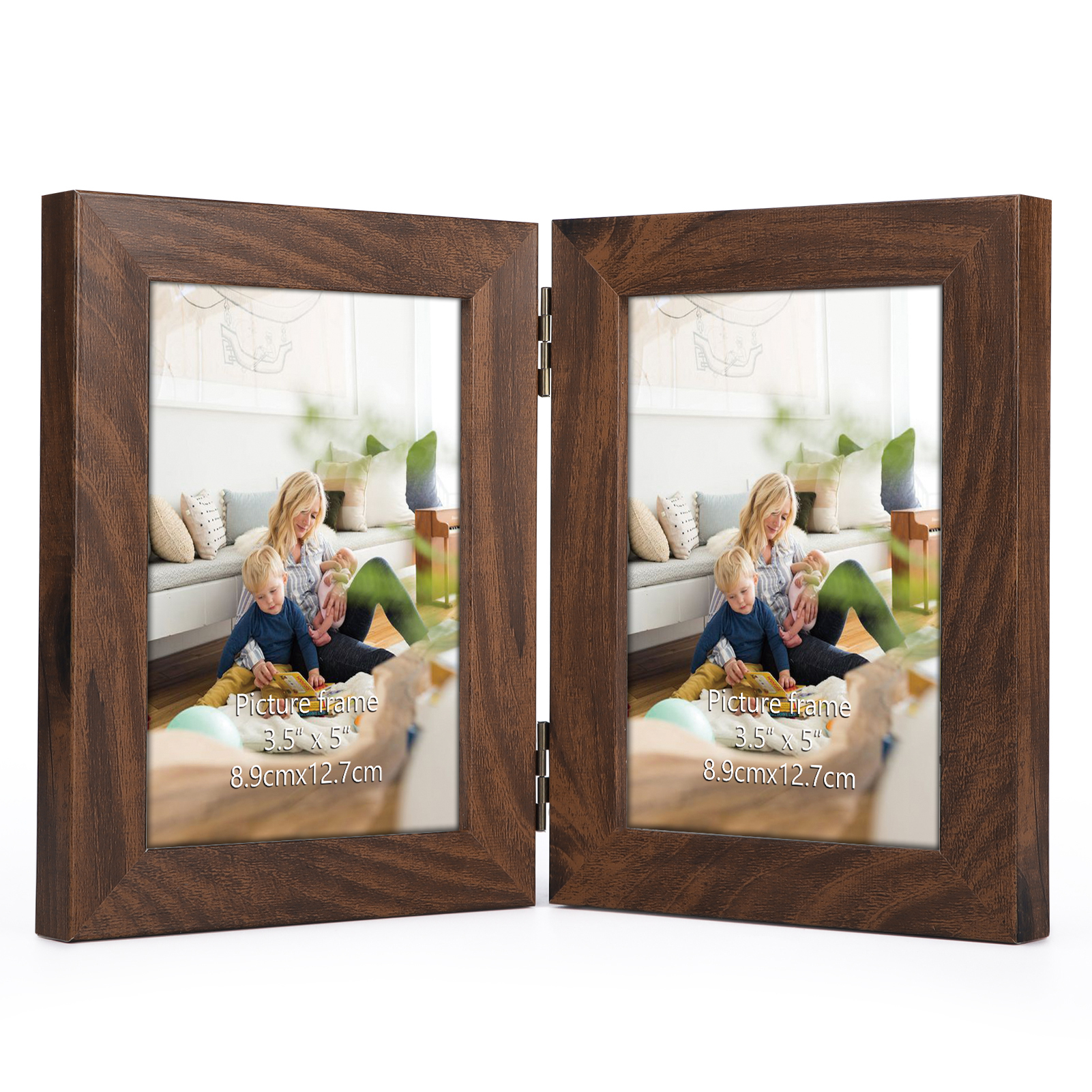 Antique Gold Bead 3.5x5 Hinged Double Picture Frame - Walmart.com