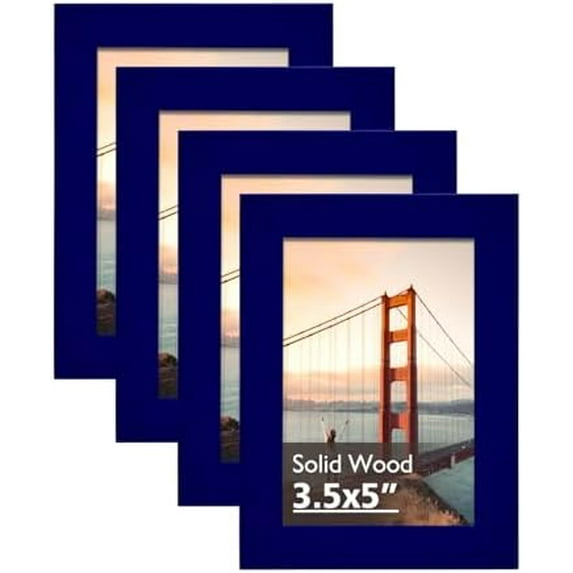 3.5x5 Picture Frames Navy, Solid Wood Frames with Plexiglass for Table ...