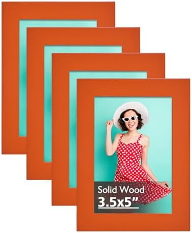 3.5x5 Picture Frames Orange, Solid Wood Frames with Plexiglass for ...