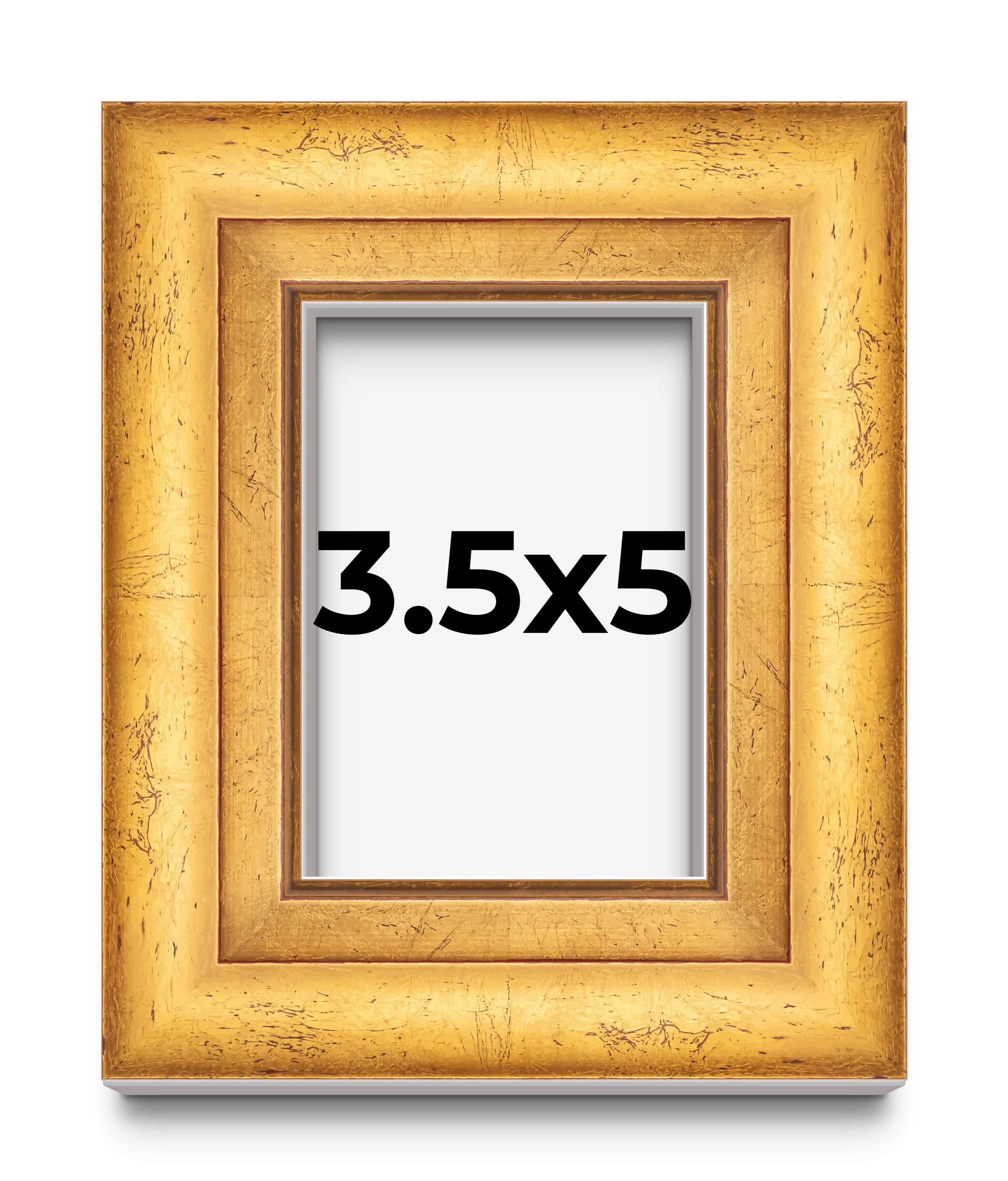 3.5x5 Shadow Box 1.75" Deep Gold Picture Frame - UV Acrylic, Foam Board ...