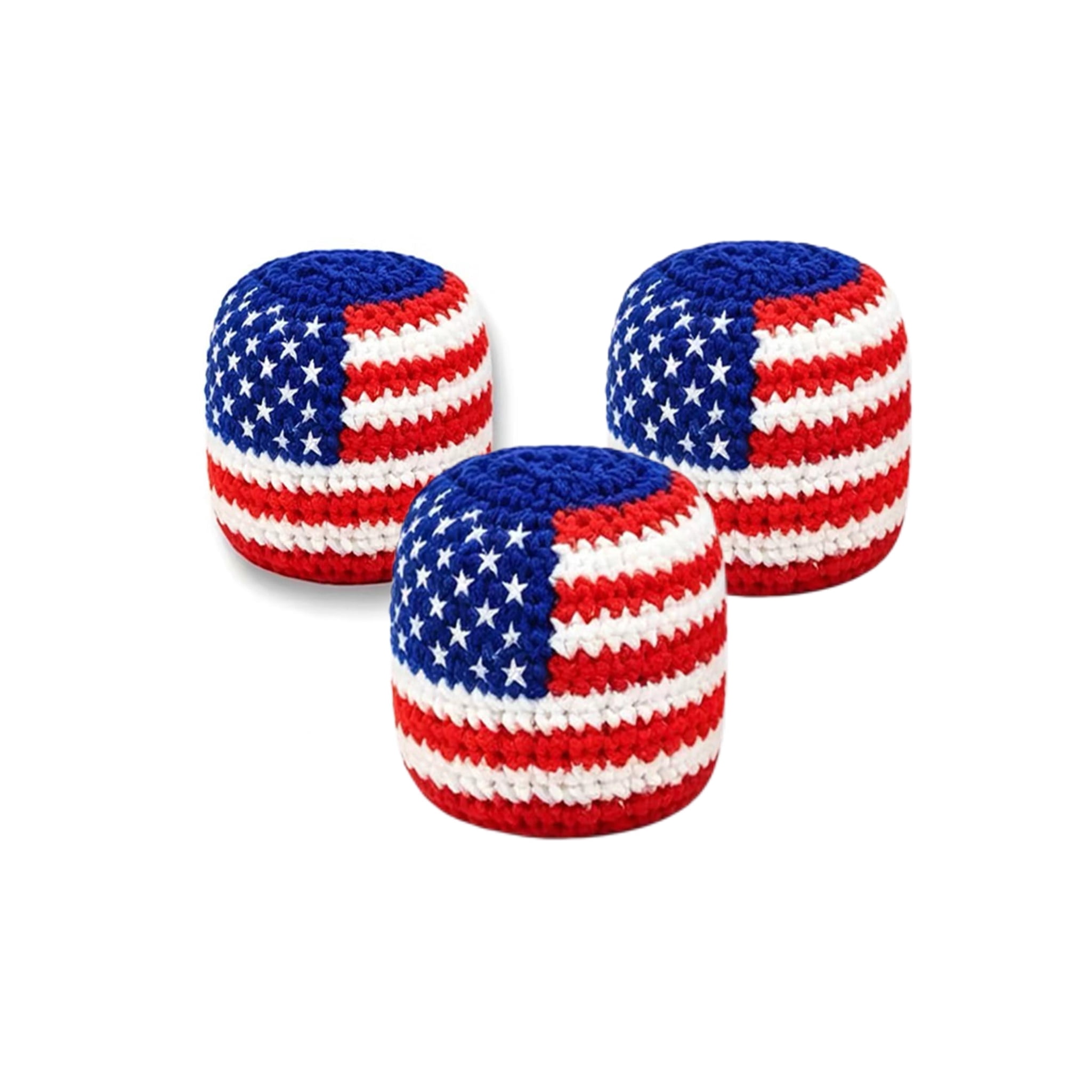 3/6/12/24PCS Patriotic Handmade Knitted Footbag, American Flag Crochet ...