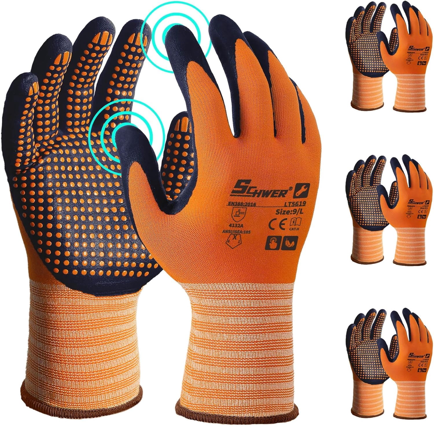 3/6/12 Pairs Safety Work Gloves MicroFoam Nitrile Coated, Certified ...