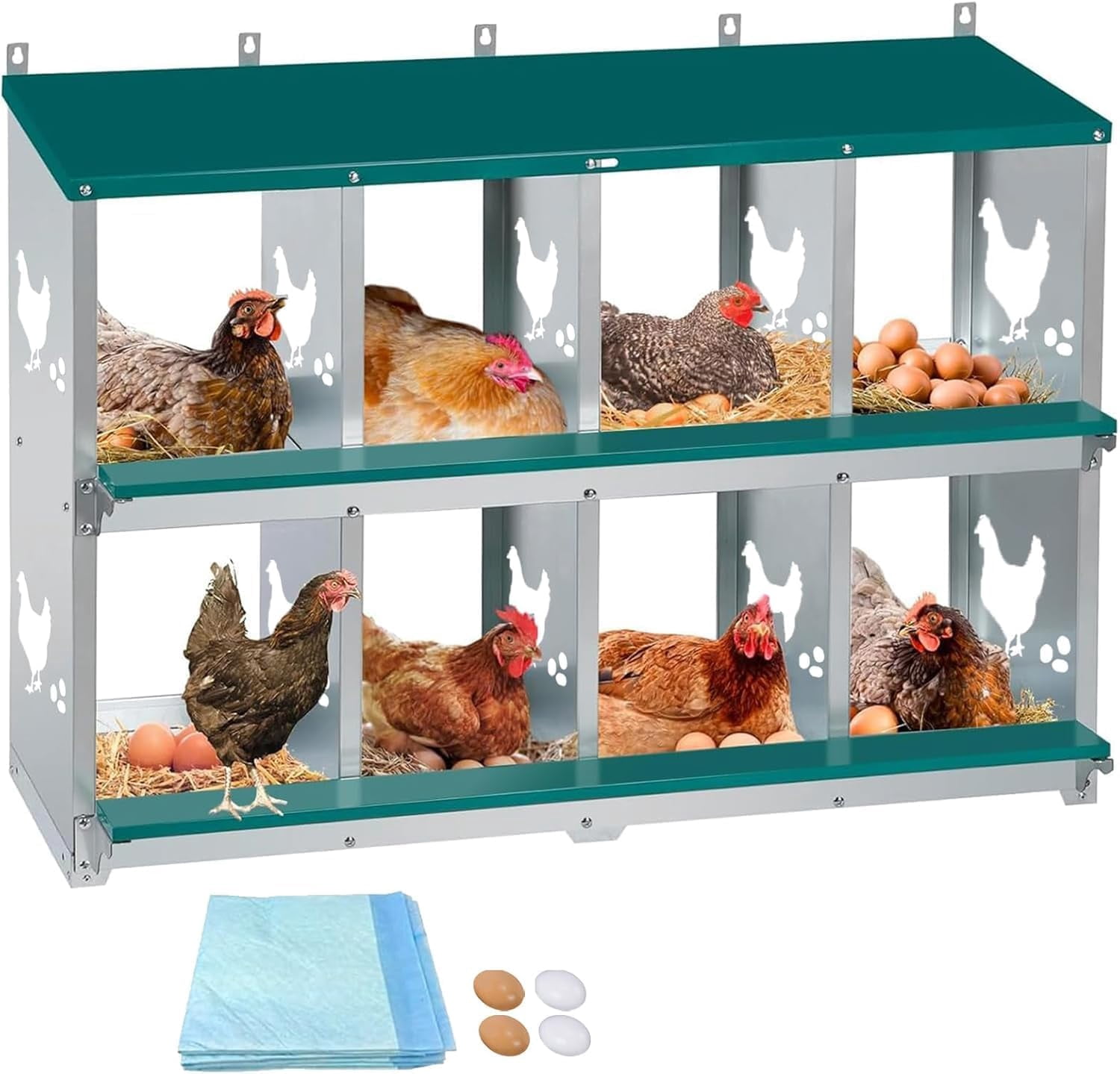 3/6/8/10 Compartment Chicken Nesting Box with Roll Away Egg Collection ...