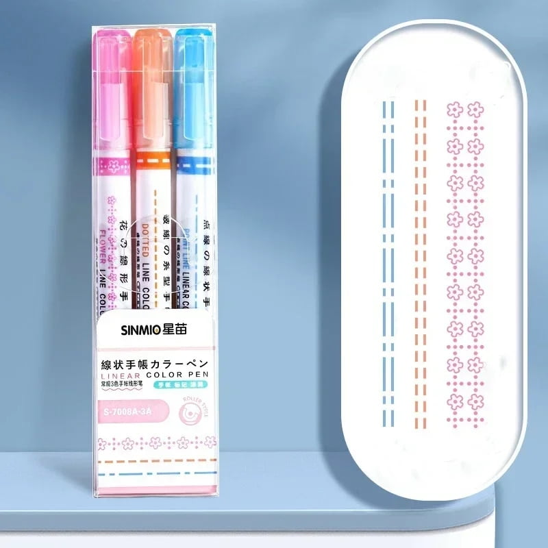 3/6/8pcs Line Shaped Highlighter Roller Tip Curve Liner Marker Pens ...