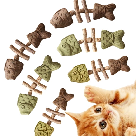 3/6/9 PCS Catnip and Silvervine Chew, Natural Fish-Shaped Dental Toy ...
