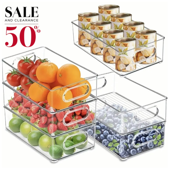 3 Pack Refrigerator Organizer Bins, 3 Sizes Stackable Clear Pantry ...