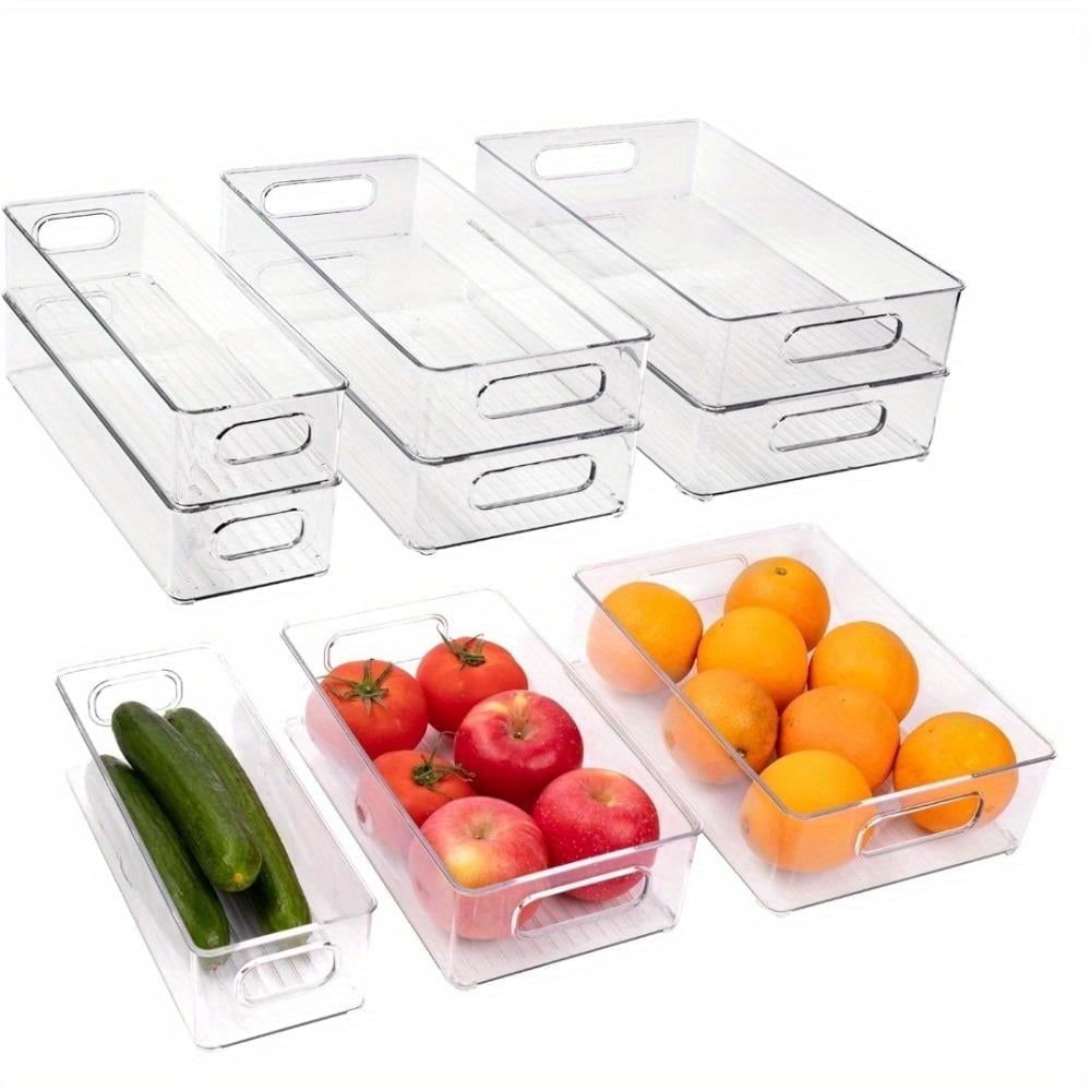 6 Pack Refrigerator Organizer Bins, 3 Sizes Stackable Clear Pantry ...