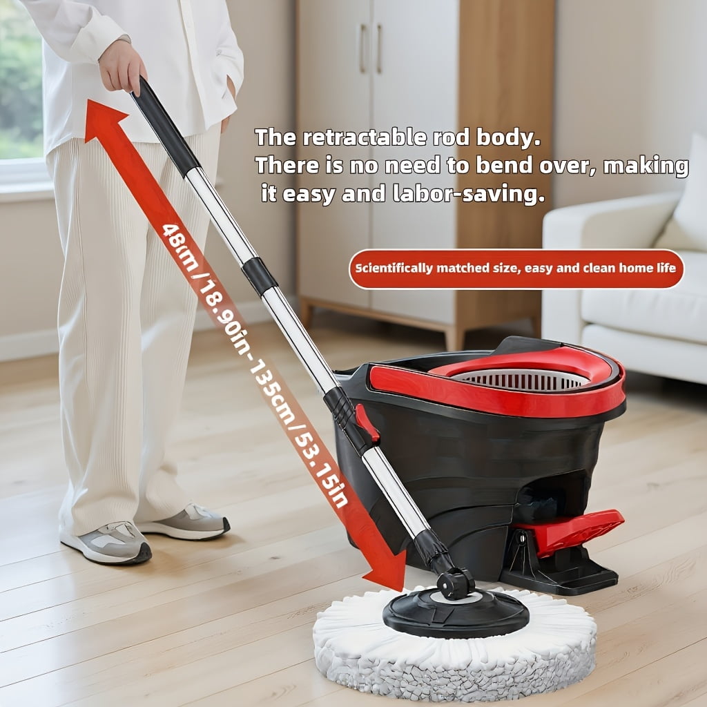 3/6/9-Piece Rotating Mop Set – Stainless Steel & PP Dual-Pedal Drive ...