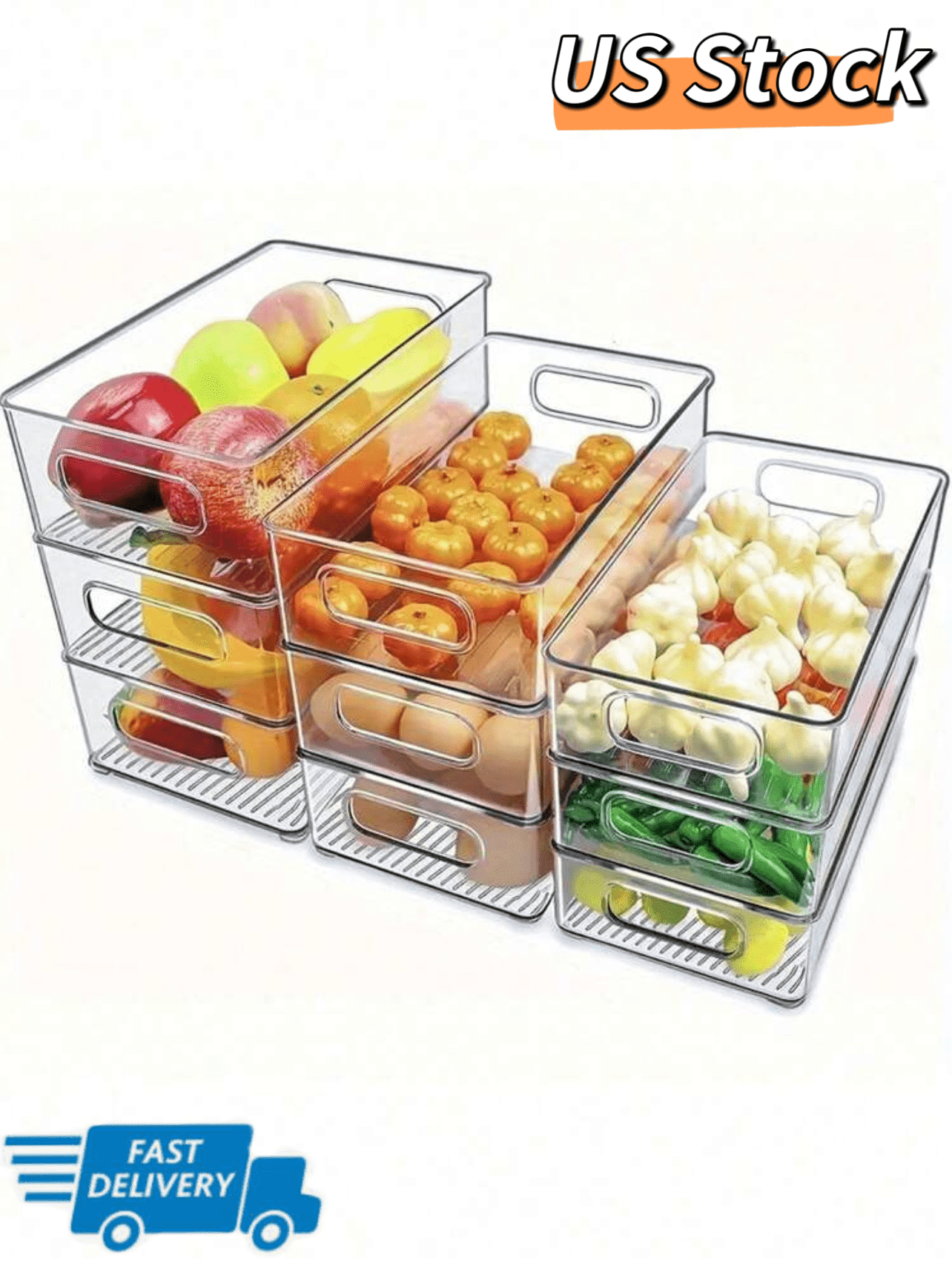 3/6/9Pack Acrylic Stackable Refrigerator Storage Box, Transparent ...