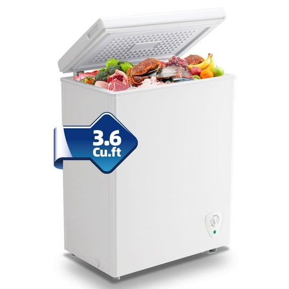 3.6 Cu.ft Chest Mini Freezer with Wheels Deep Freezer for Bulk Storage ...