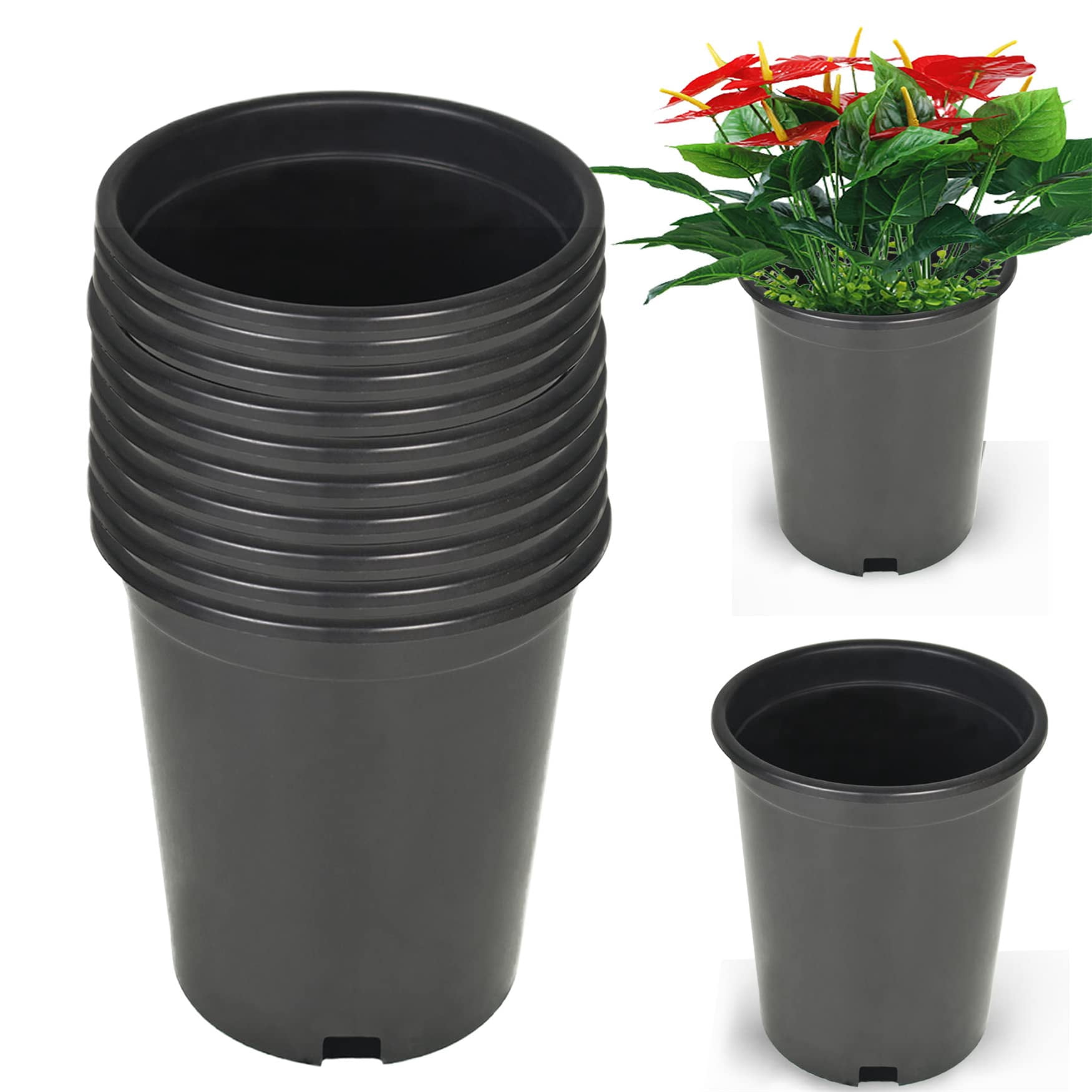 3.6 Gallon Plastic Plant Pots 10 Pack Nursery Containers for Gardening ...