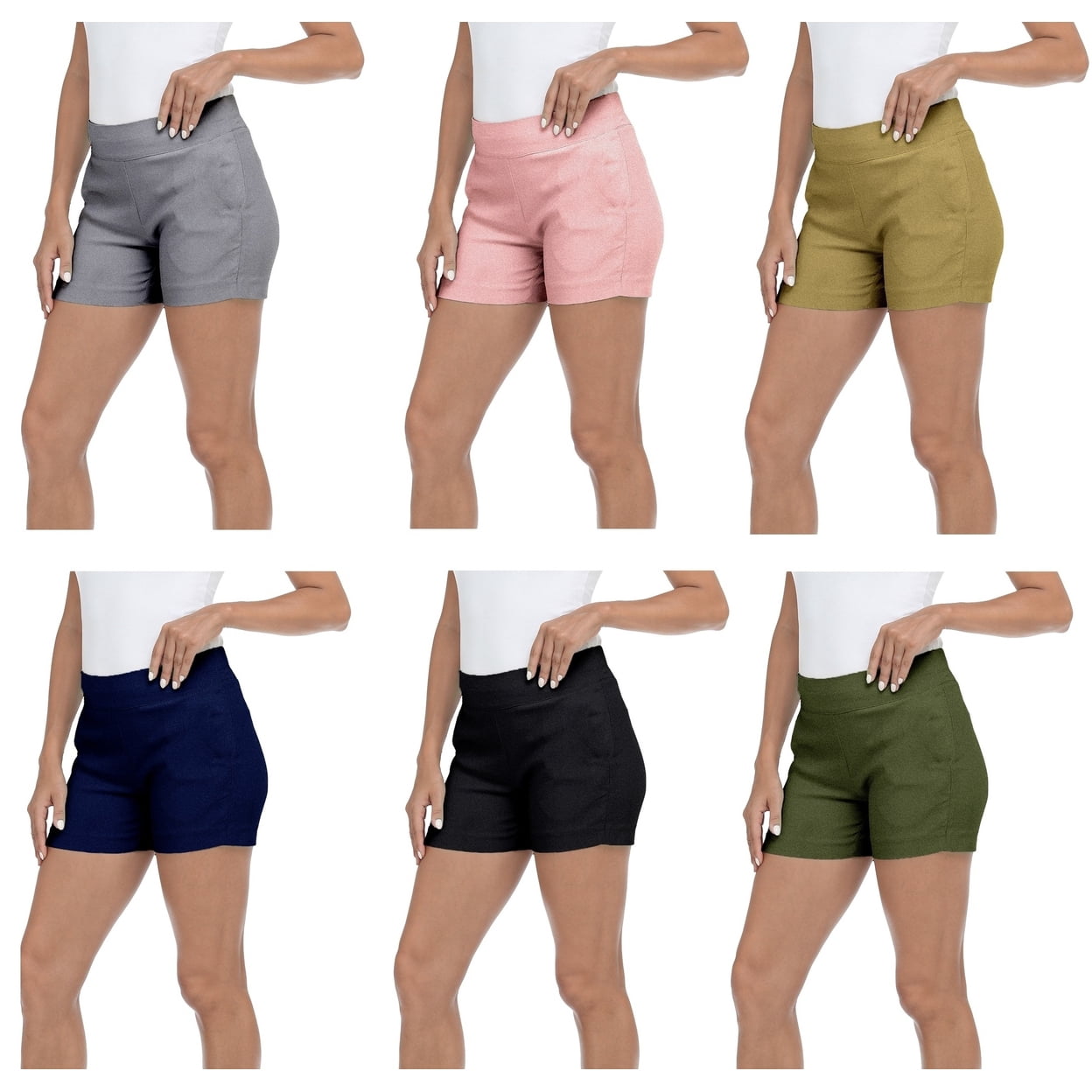 3/6-Pack Ladies Solid Ultra Soft Stretch Pull On Comfy Summer Active ...
