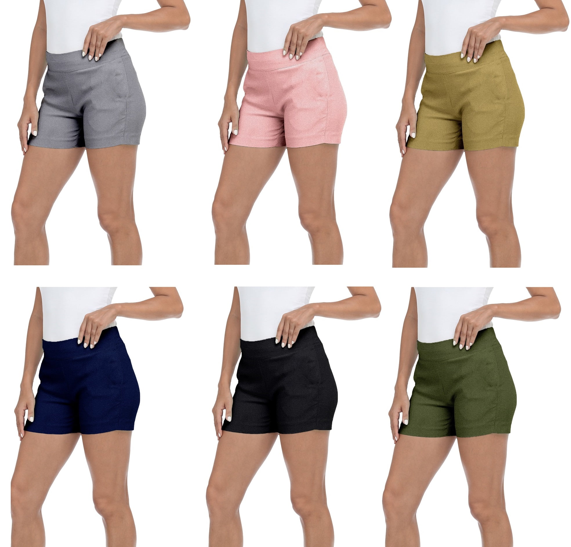 3/6-Pack Ladies Solid Ultra Soft Stretch Pull On Comfy Summer Active ...