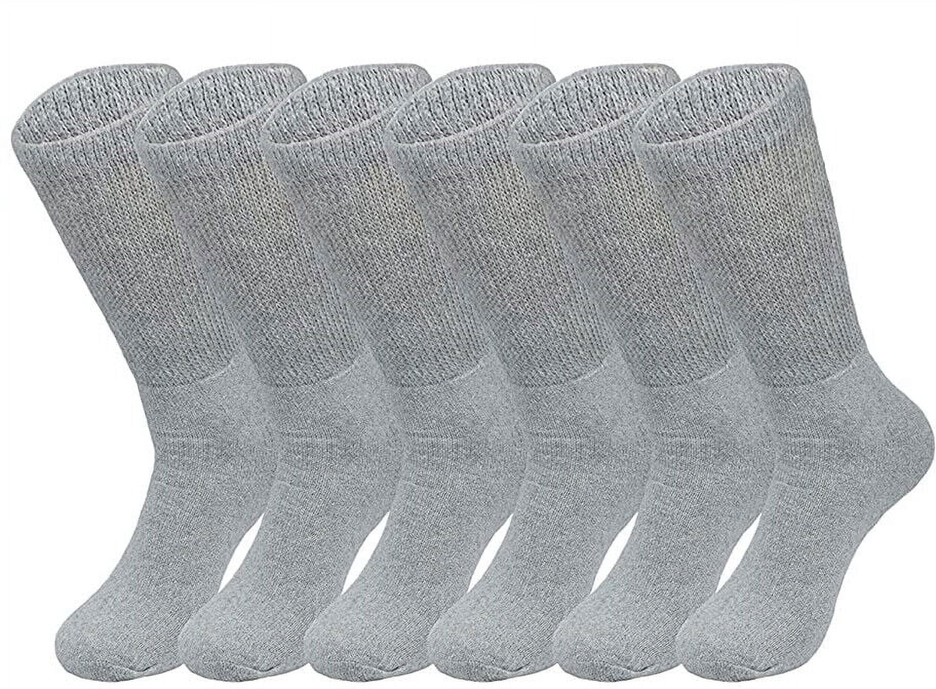 3-6 Pairs Mens Crew Health Circulatory Diabetic Cotton Gray Socks Size ...
