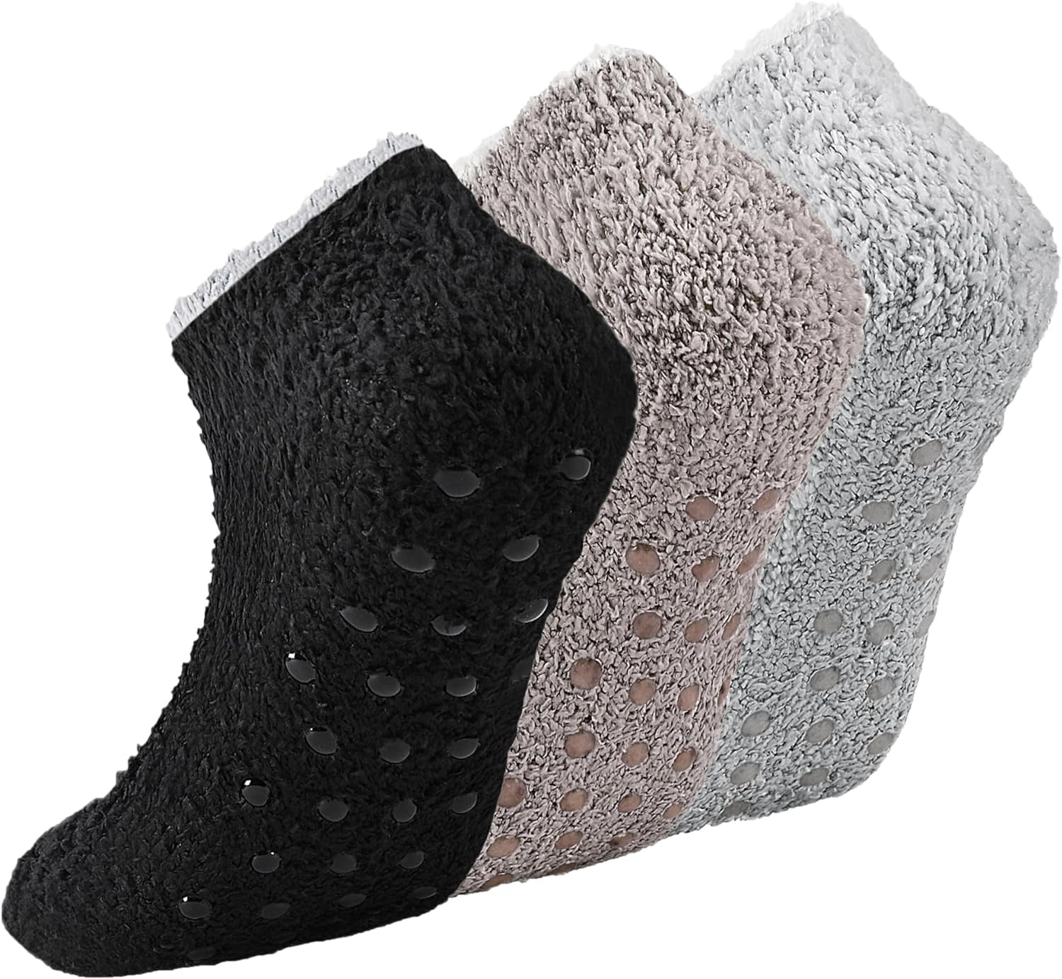 3/6 Pairs Non Slip Hospital Socks for Women Fluffy Fuzzy Slipper Socks ...