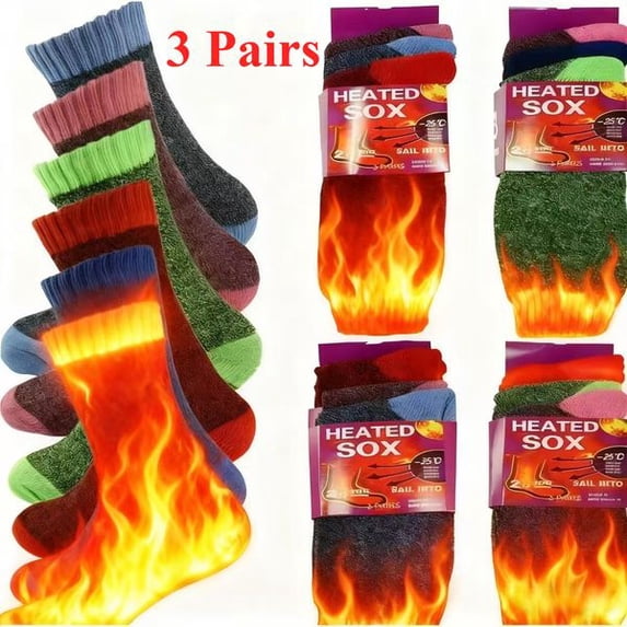 3/6 Pairs Womens Thermal Winter Socks, Thick Warm Insulated Boot Socks ...