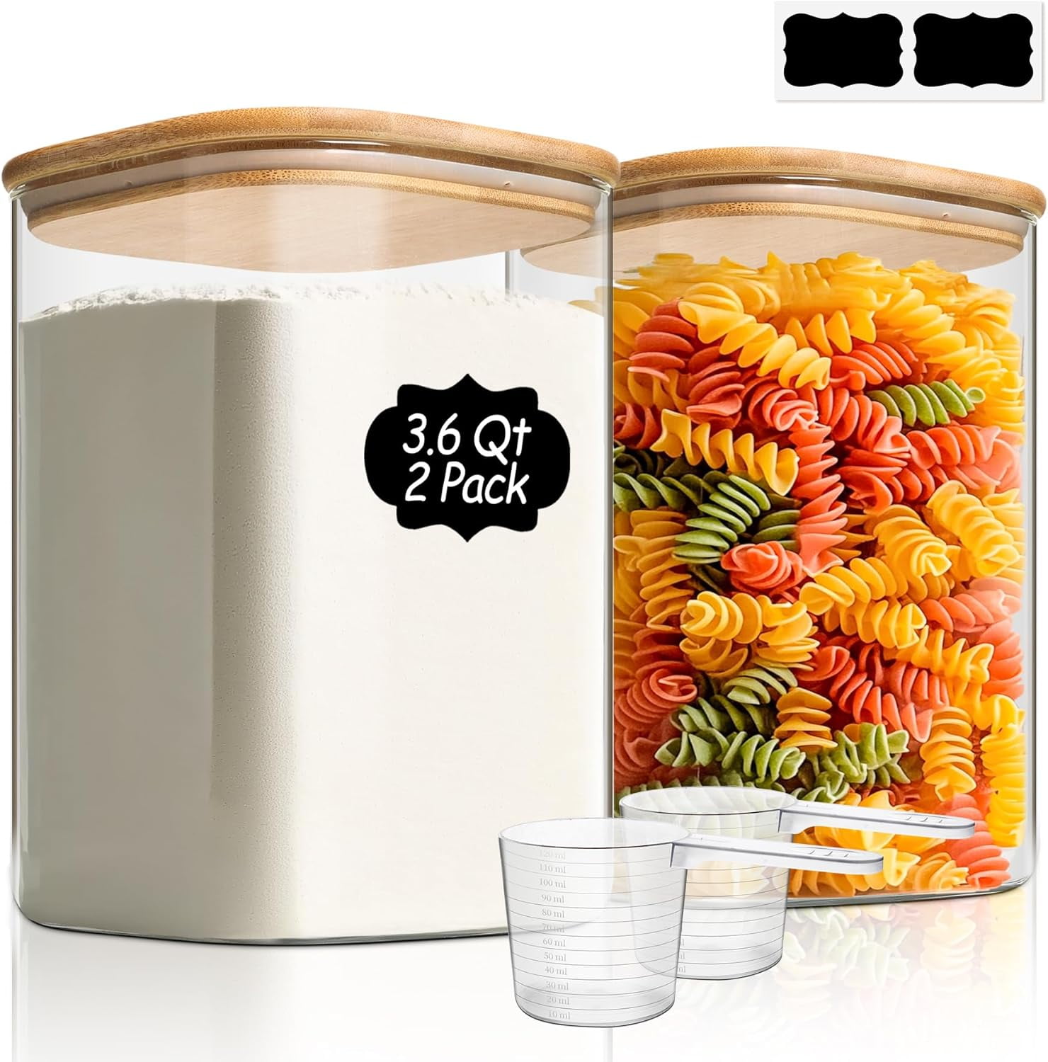 3.6 Qt Square Glass Food Storage Containers Set of 2 with Lids ...