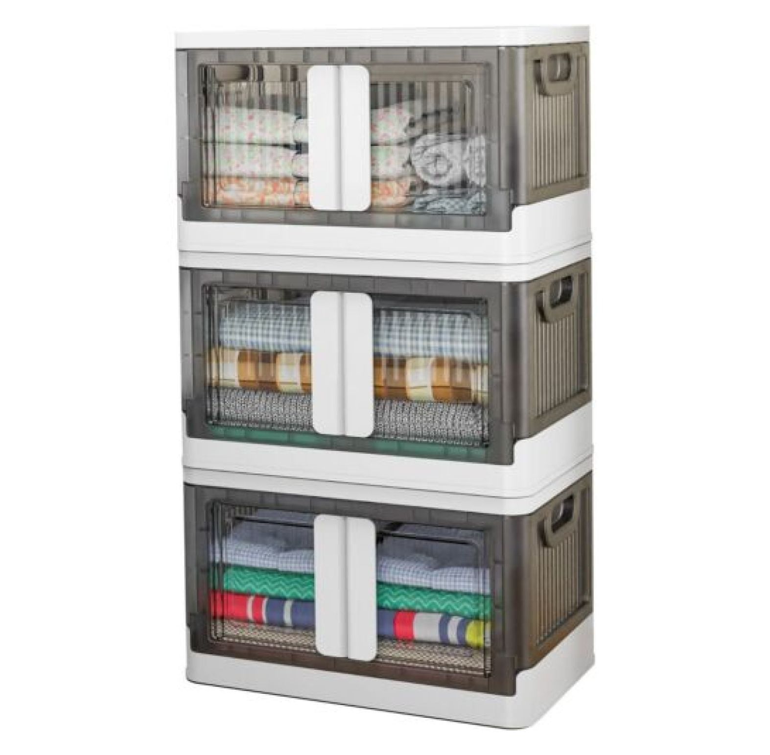 3/6 Stackable Storage Bins Closet Organizer Plastic Container Box with ...