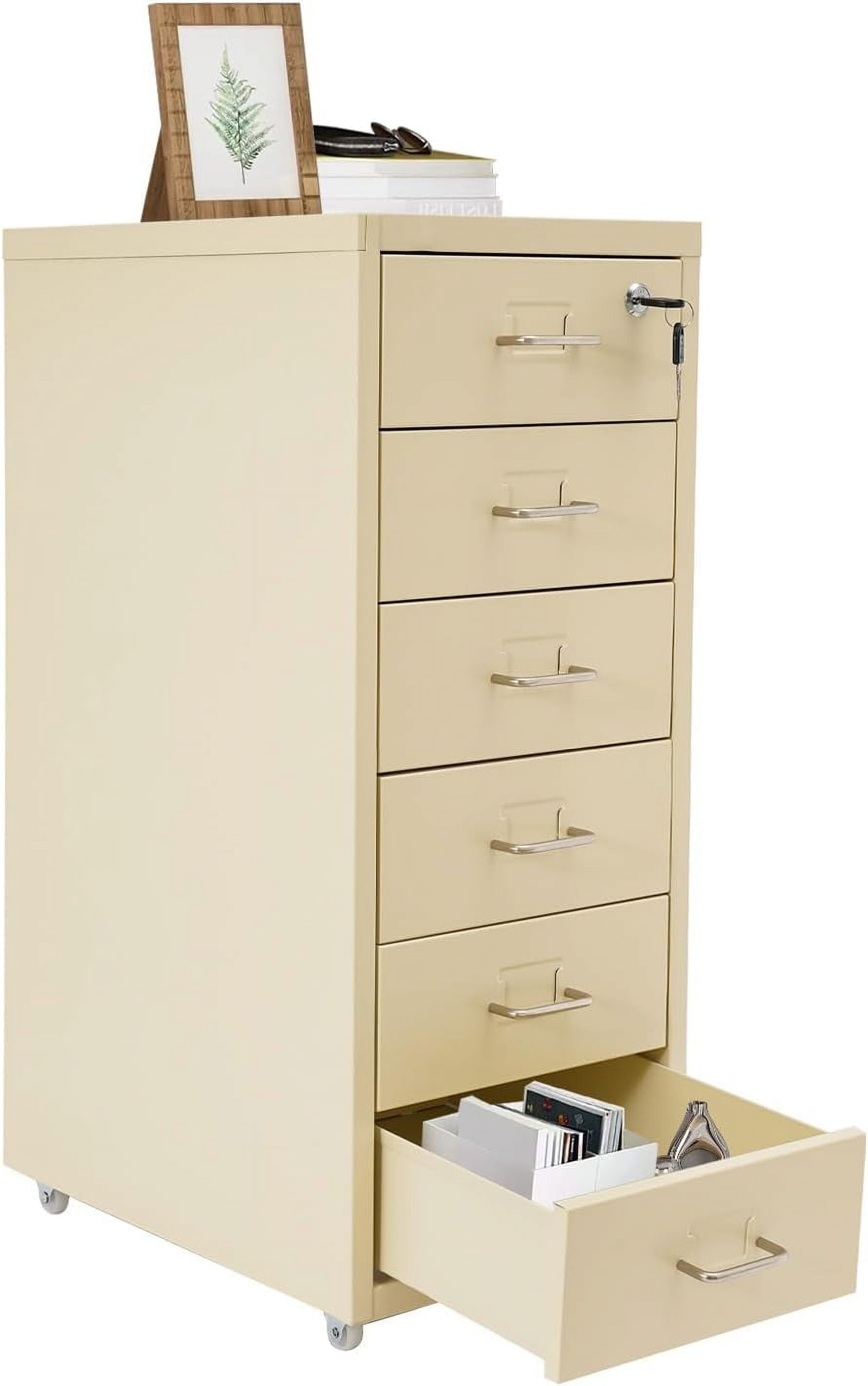 3/6 Tiers Vertical File Cabinet, Metal File Cabinet with Lock & Wheels ...