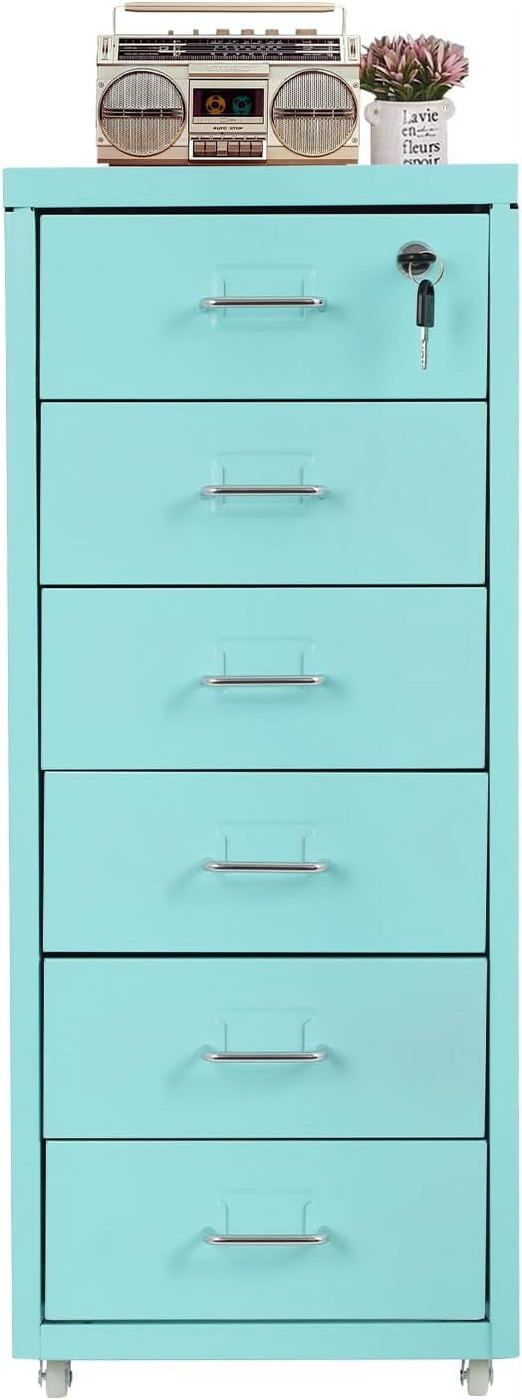 3/6 Tiers Vertical File Cabinet, Metal File Cabinet with Lock & Wheels ...