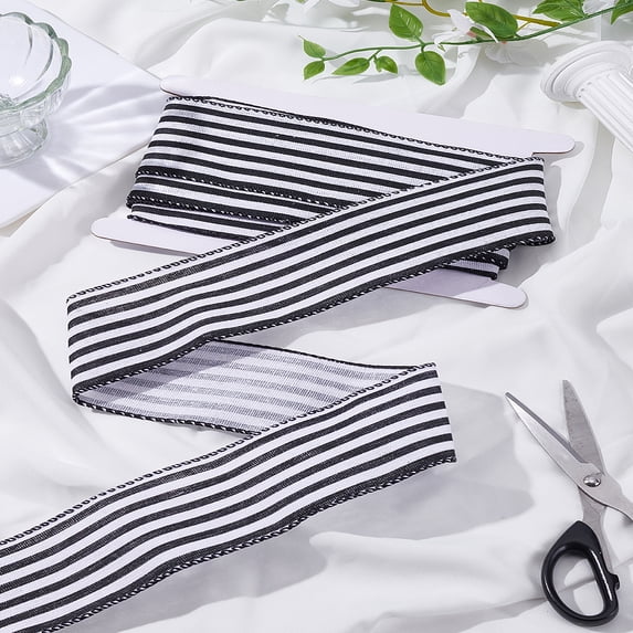 3.6 Yards Polyester Ribbon Black and White with Cardboard Display Card ...