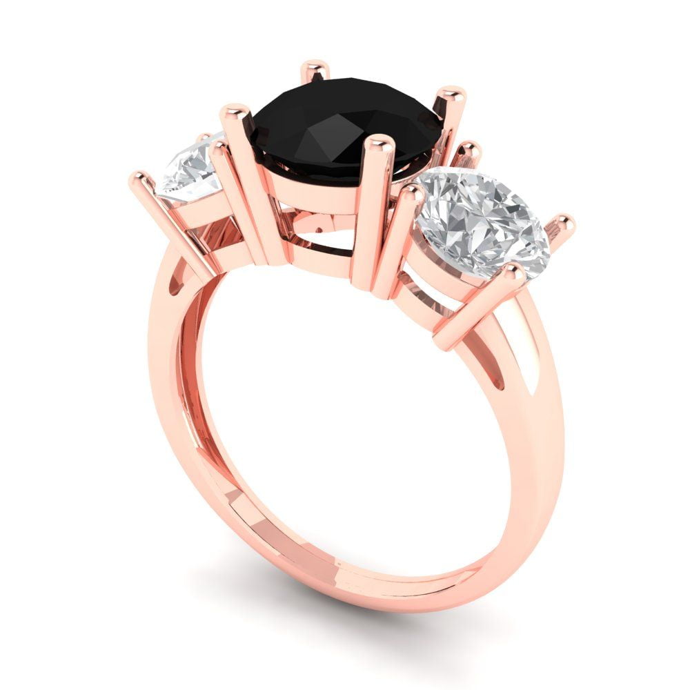 3.61ct emerald cut green emerald 18k pink rose gold engraving statement Bridal Wedding three ...