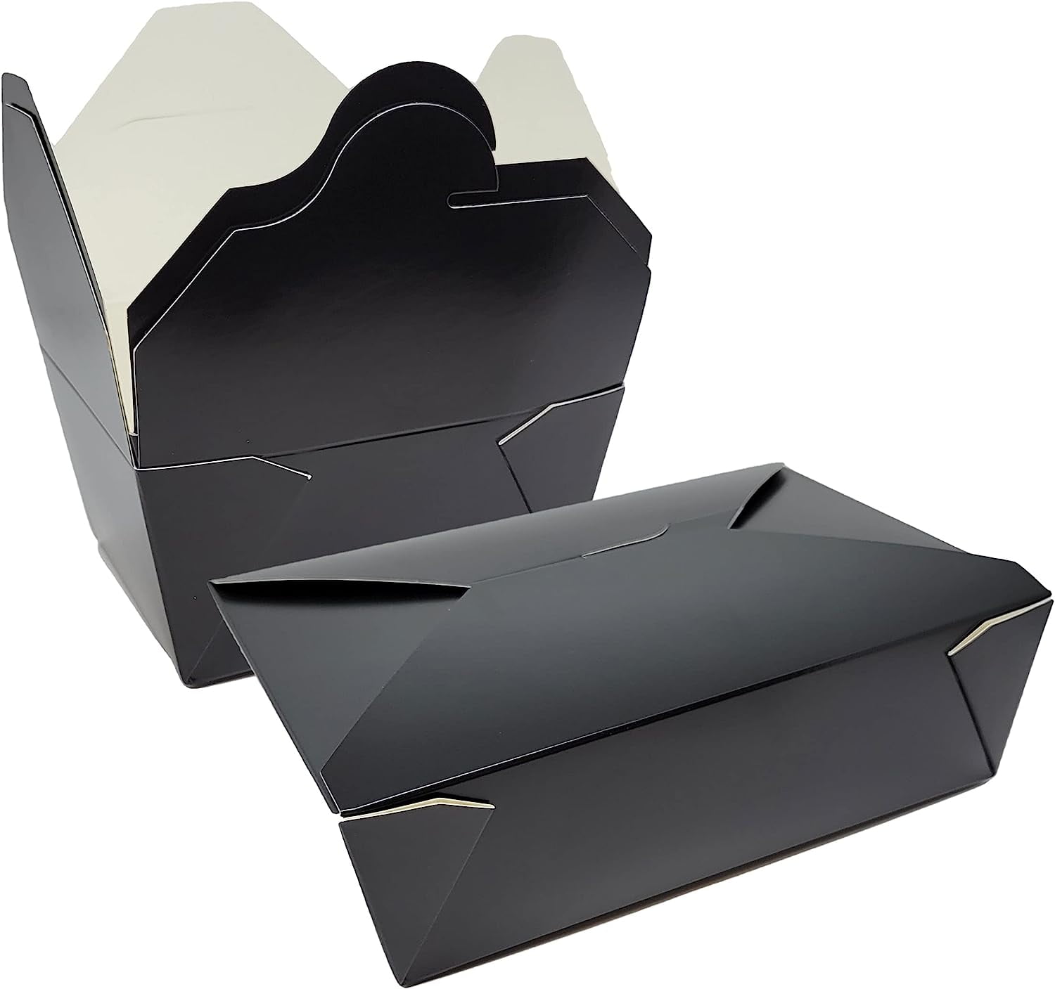 #3 64oz Black Folded Takeout Box with Fork and Napkin Kit, Disposable ...
