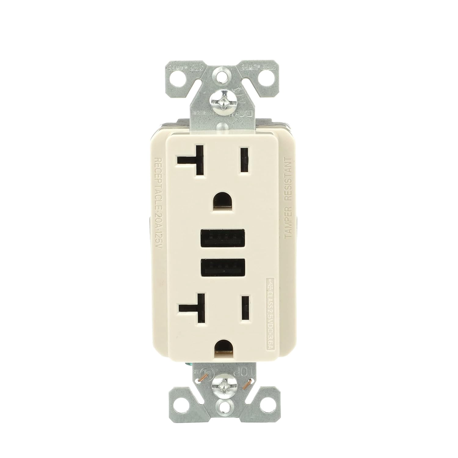 3.6A USB Type a Charger with TR Duplex Receptacle 20A/125V, Light ...