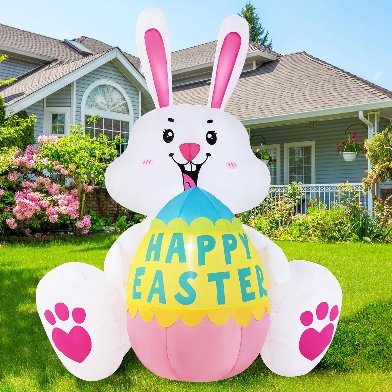 3.6FT Easter Inflatables Bunny with Egg - Brighter LED Lights, Quick ...