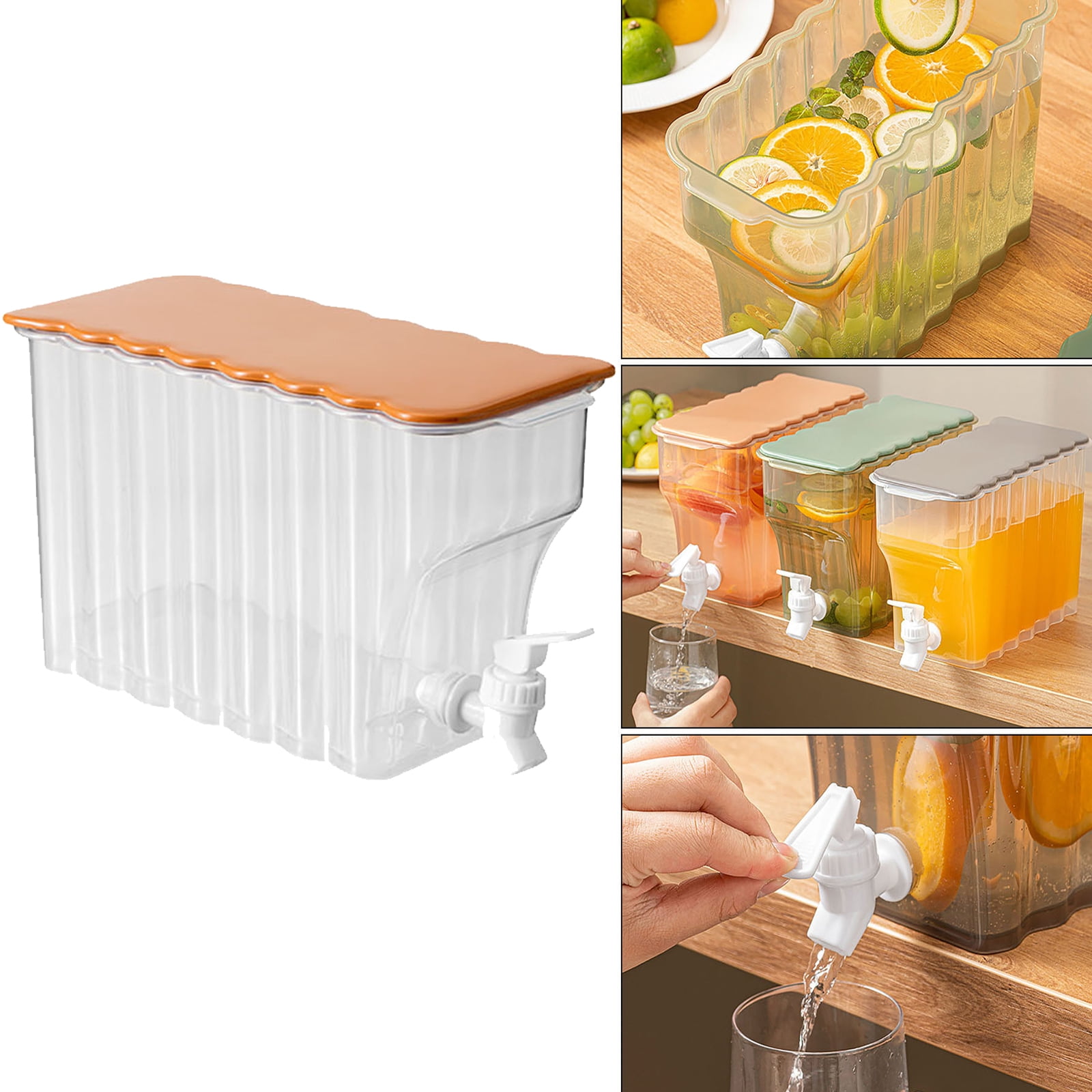 3.6L Drink Dispenser with Spigot, Iced Tea Pitcher for Fridge ...