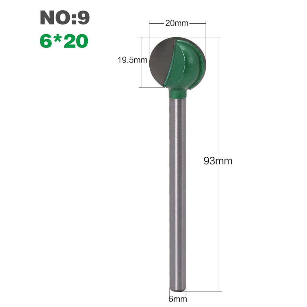 3 6Mm Shank Ball Round Carving Bit Router Bit Woodworking Engraving For ...