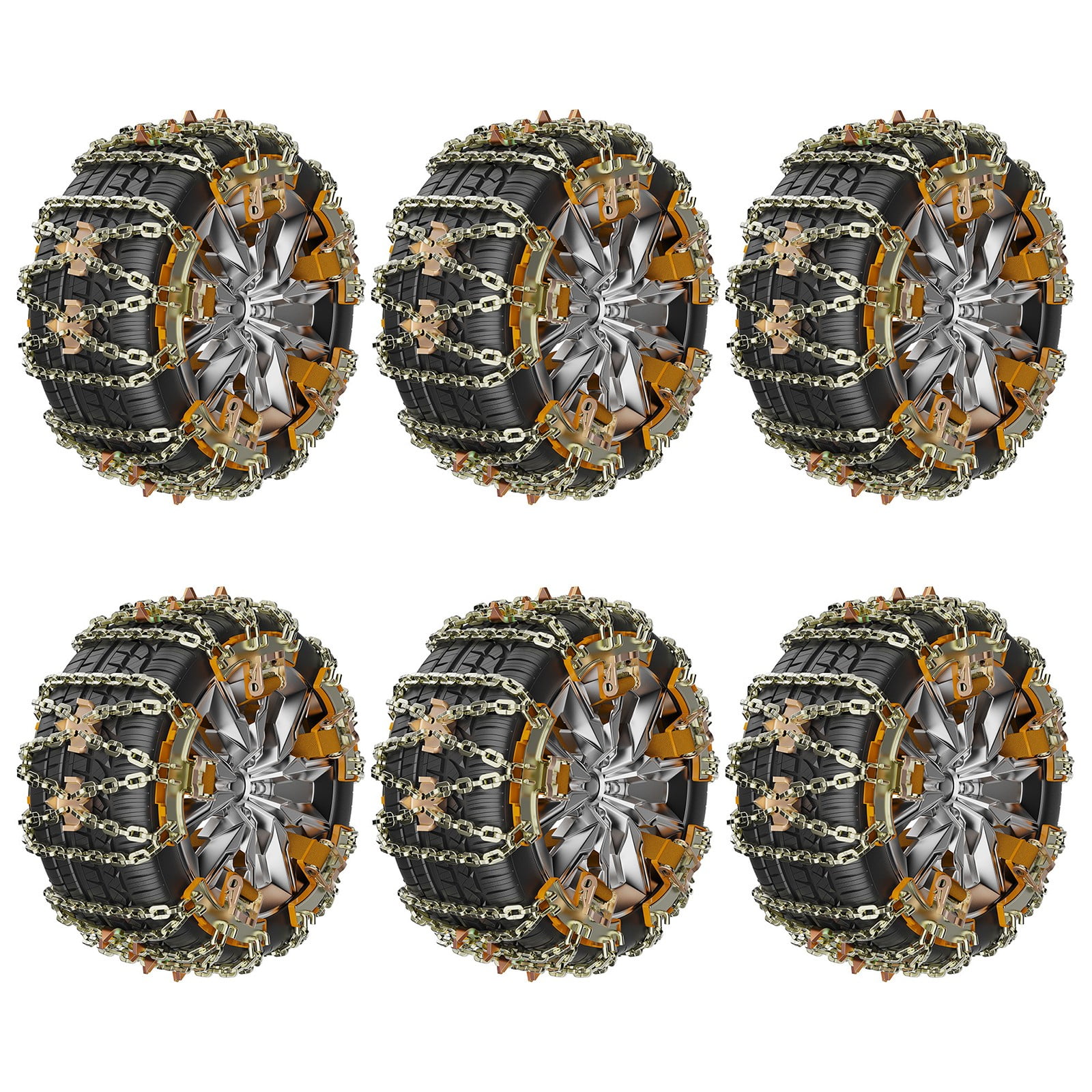 3. 6PCS All-Weather Tire Chains 3X Steel Design SUV Truck 165-275mm ...
