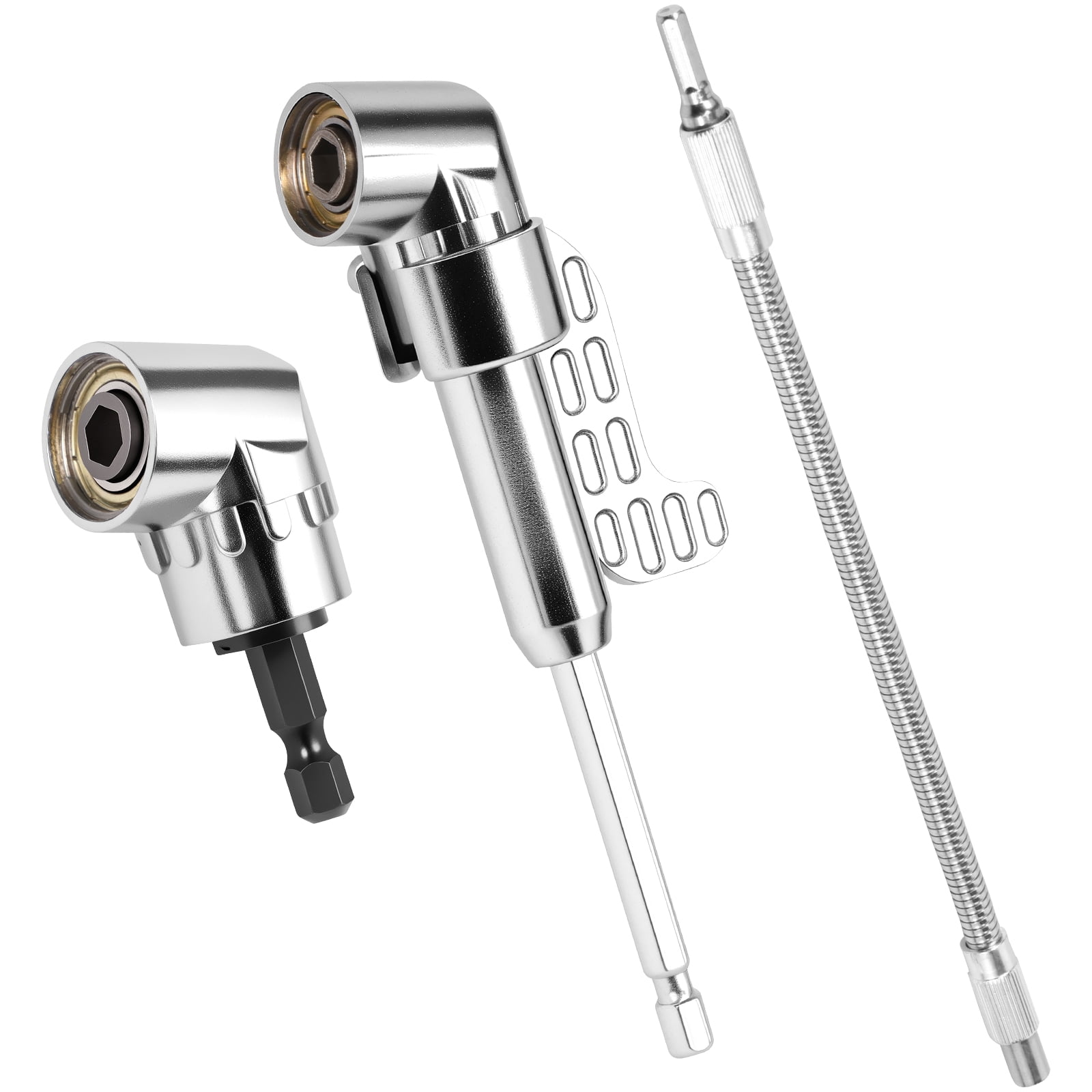 3/6Pcs 105 Degree Right Angle Drill Adapter and Flexible Drill Bit Extension Set Zinc Alloy 105 ...