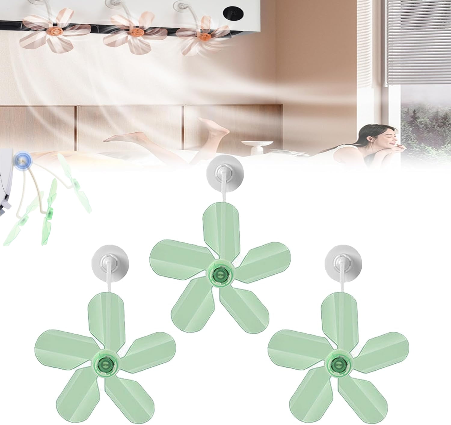 3/6Pcs Adjustable Air Conditioner Wind Deflector fan - 360° Prevent ...