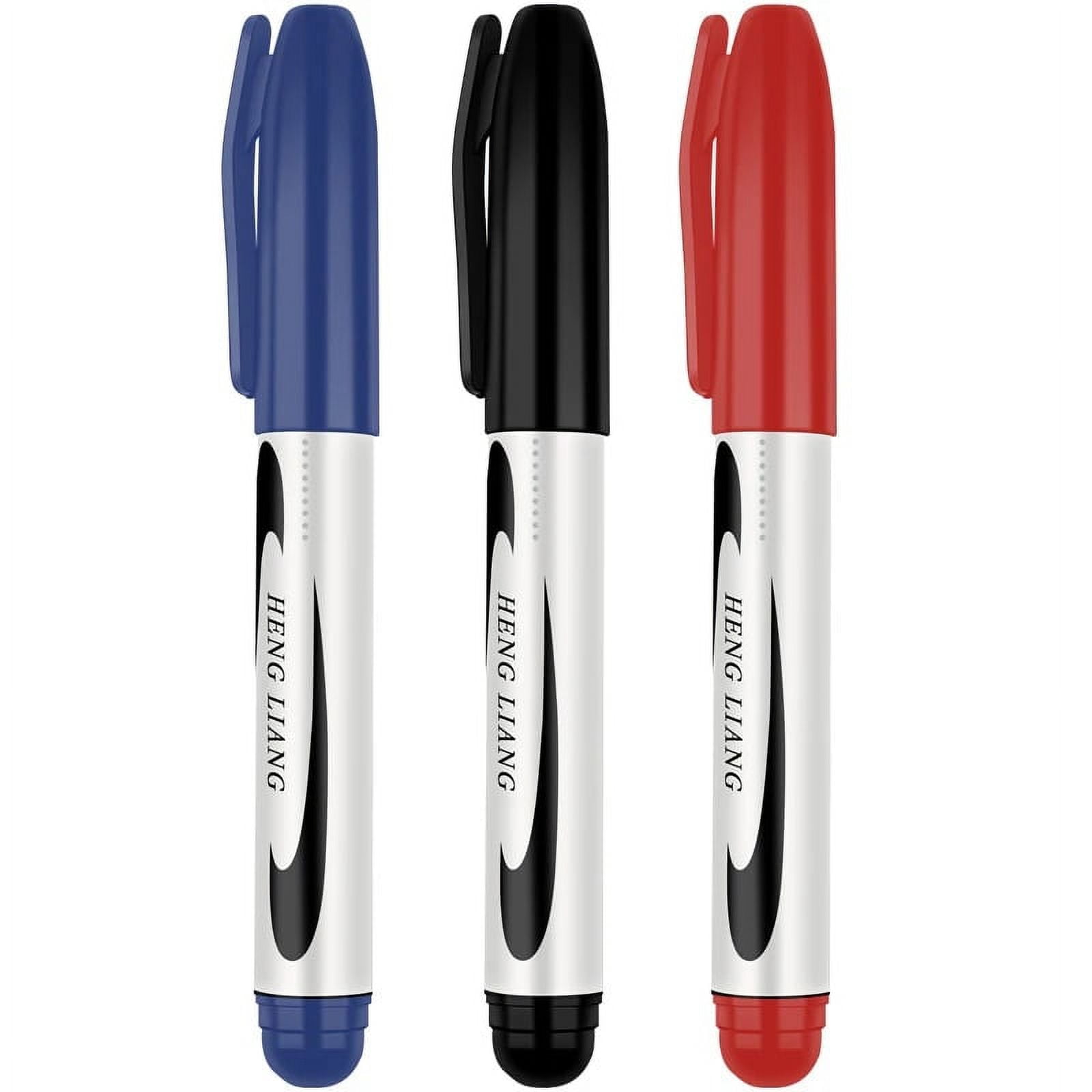 3/6Pcs/Set Permanent Markers Black/Red/Blue Oil Ink Fine Point Works on ...