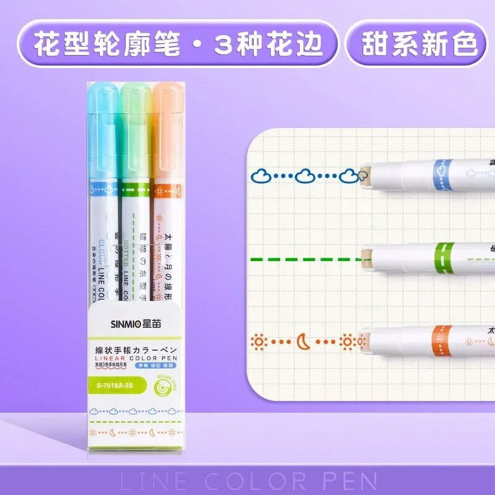 3/6Pcs/set Kawaii Flowers Line Shaped Highlighter Pens Roller Tip Curve ...