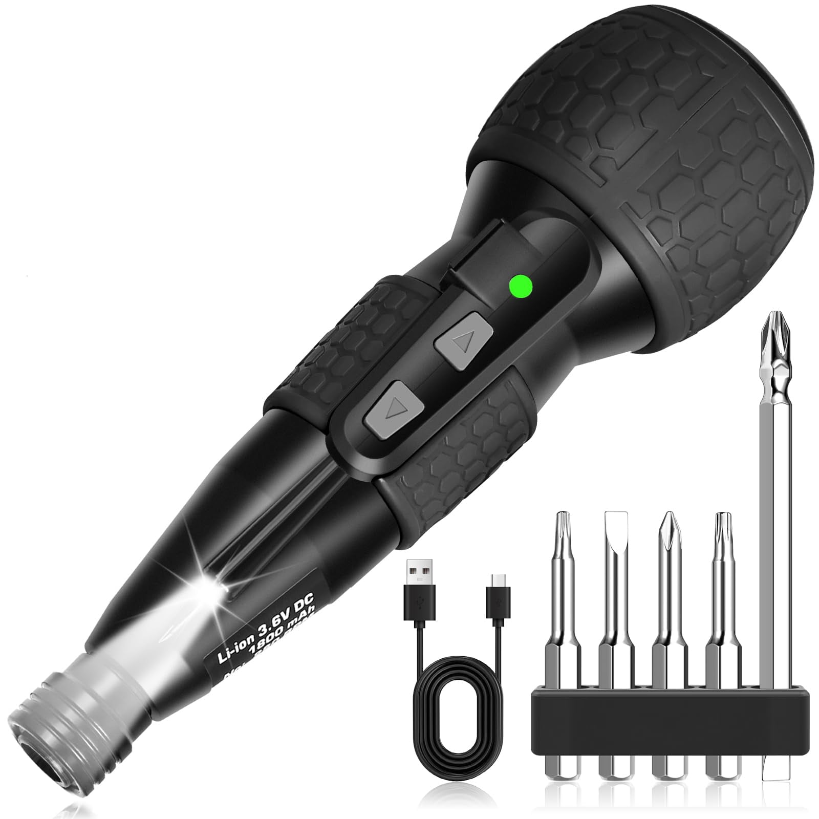 3.6V Cordless Electric Screwdriver - 3.5Nm Torque & Rust-Proof Bits, 2 ...