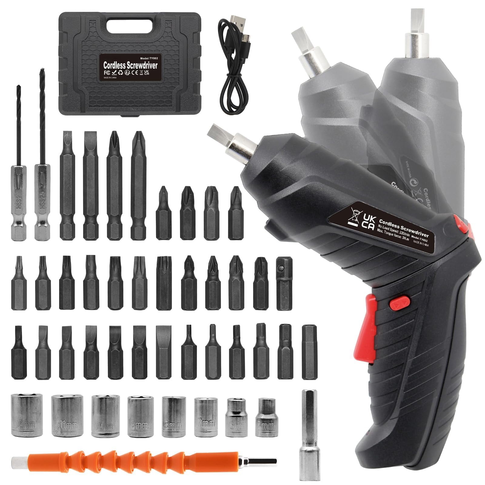 3.6V Cordless Electric Screwdriver Set USB Charging 3Nm Screw Gun with ...