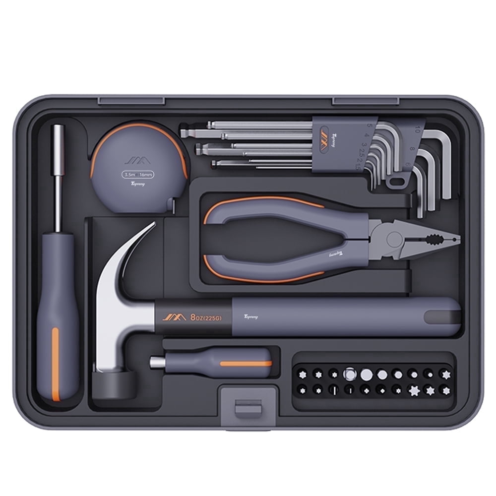 3.6V Cordless Screwdriver, 34+ Essential Hand Tools (Hammer, Pliers ...