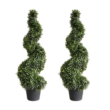 3ft Tall (2 Pieces) Faux Plant Outdoor Artificial Boxwood Spiral ...