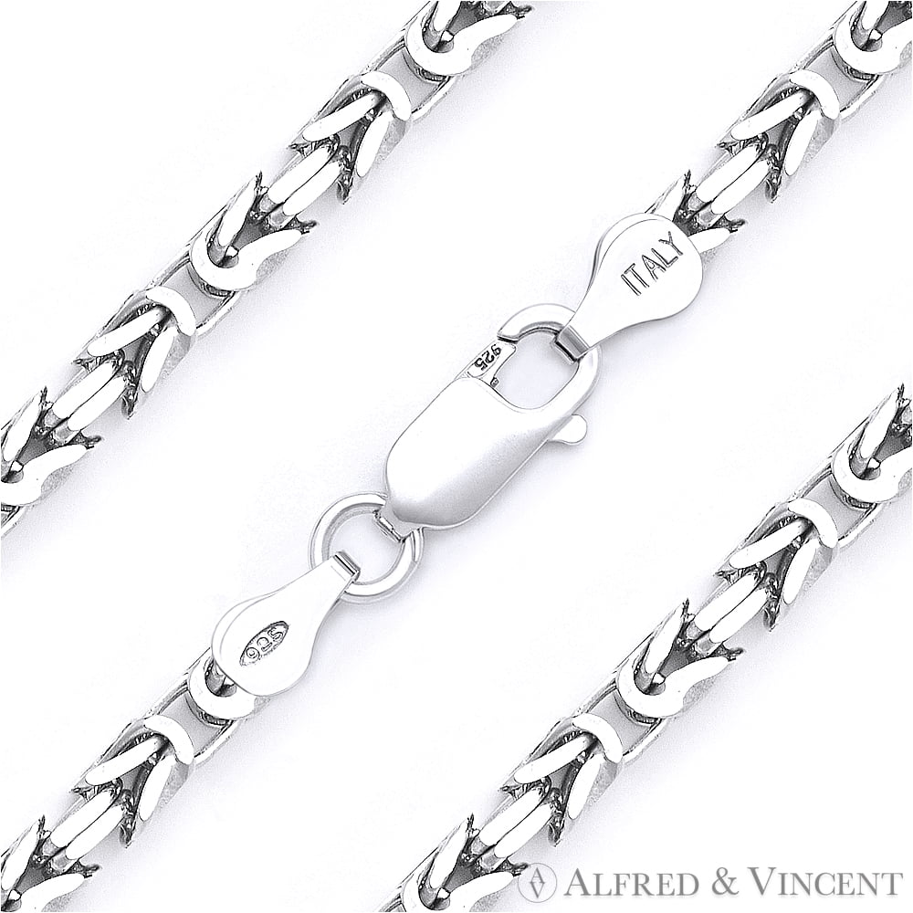 3.6mm Byzantine Link Italian Chain Necklace in Solid 925 Sterling ...