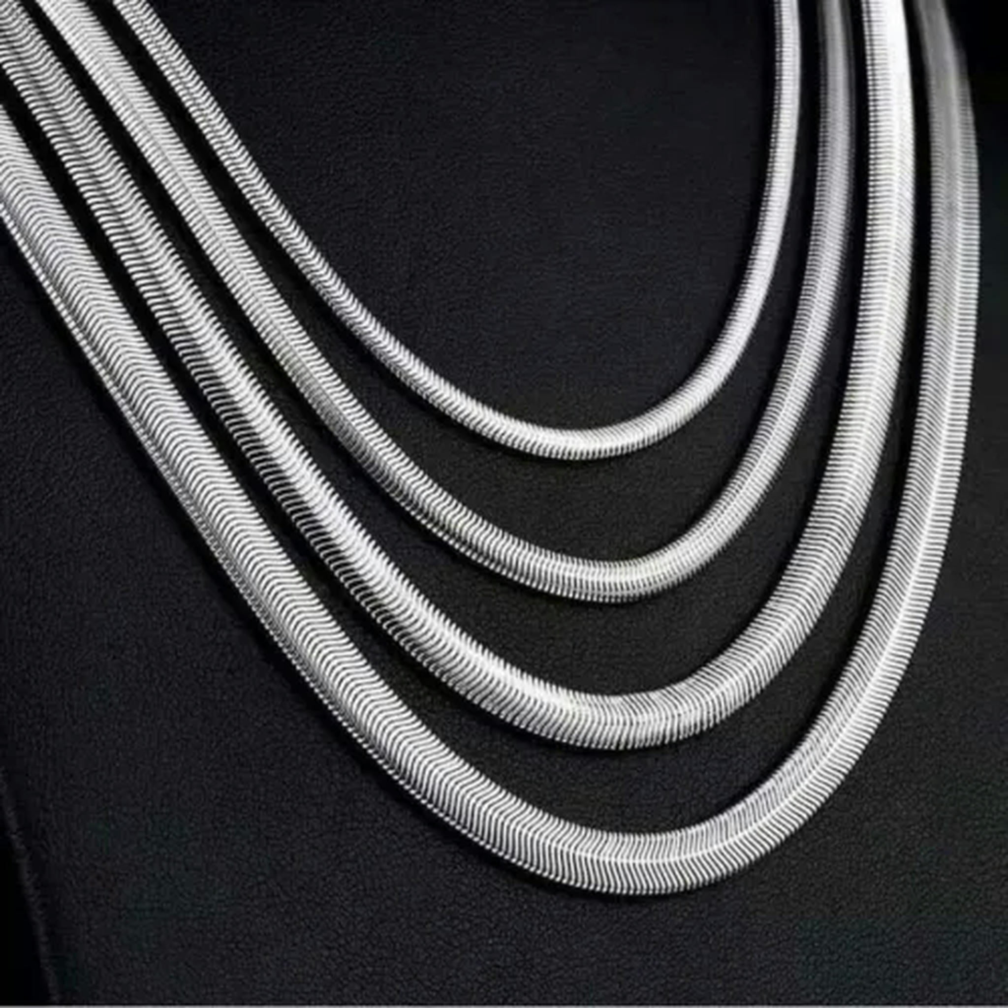 3-6mm Real Stainless Steel Silver Flat Snake Chain Necklace Women Men ...
