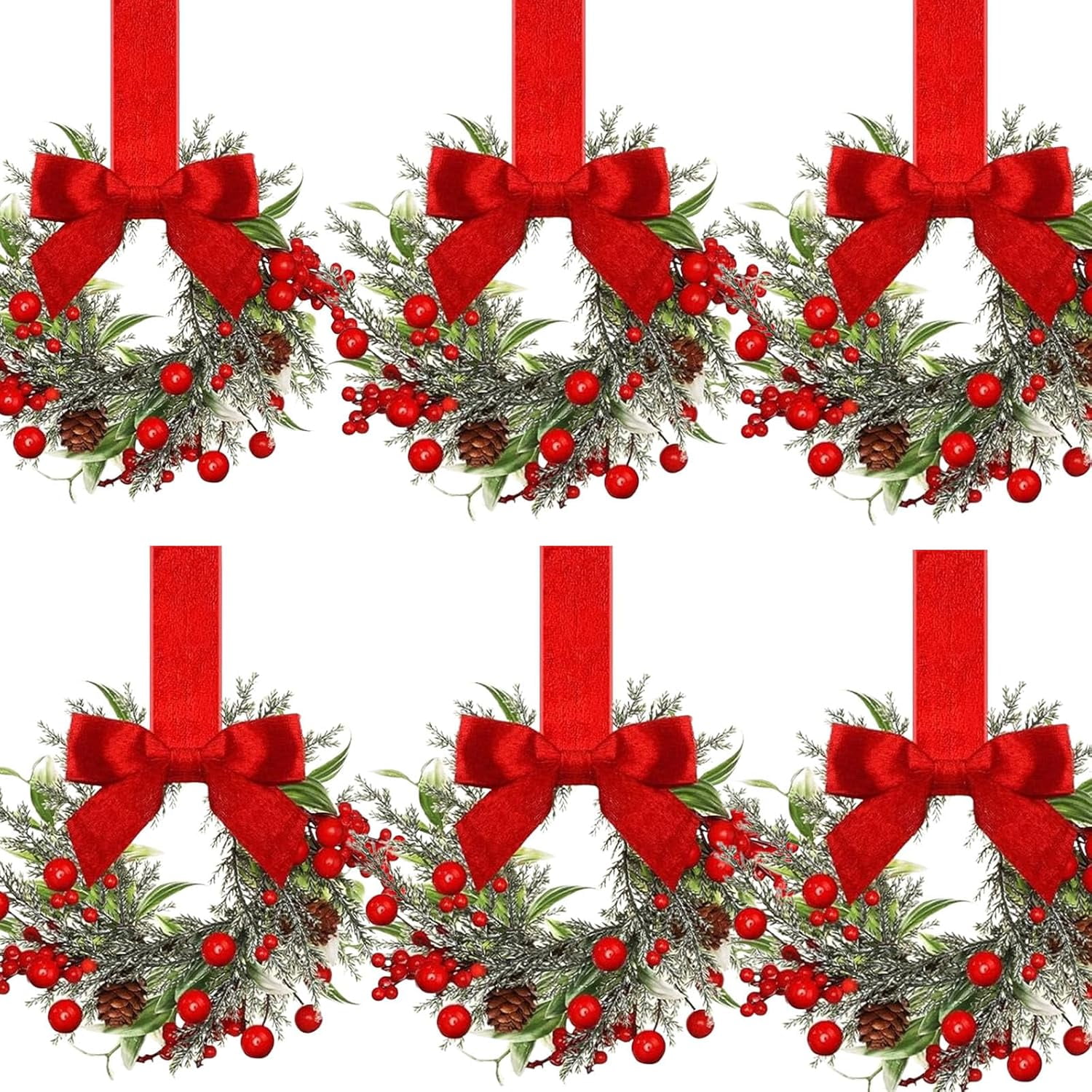 3/6pc-Mini Christmas Wreaths Maximum Holiday Magic, Decorative Wreath ...