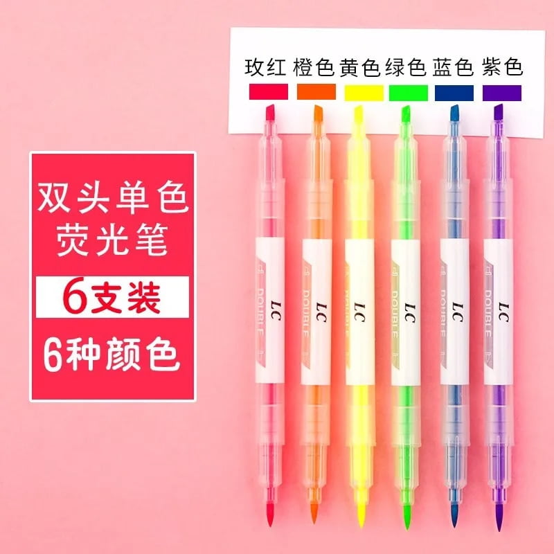 3/6pcs Double colored Highlighter Pen Marker Pens Fluorescent Pen ...